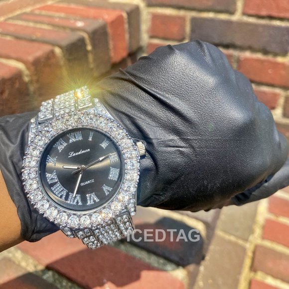 Laudmen | Accessories | Full Iced Out Black Face Luxury Stylish Watch ...